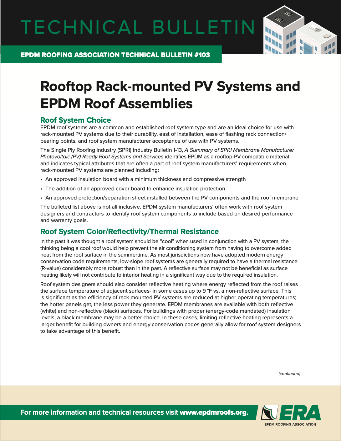 ERA Technical Bulletin 103 - EPDM Roofing Association